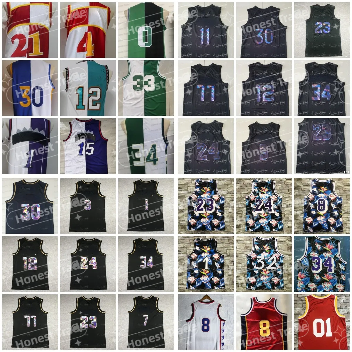 Iridescent Retro Basketball Jersey Ja Morant, Steph Curry, Allen ...