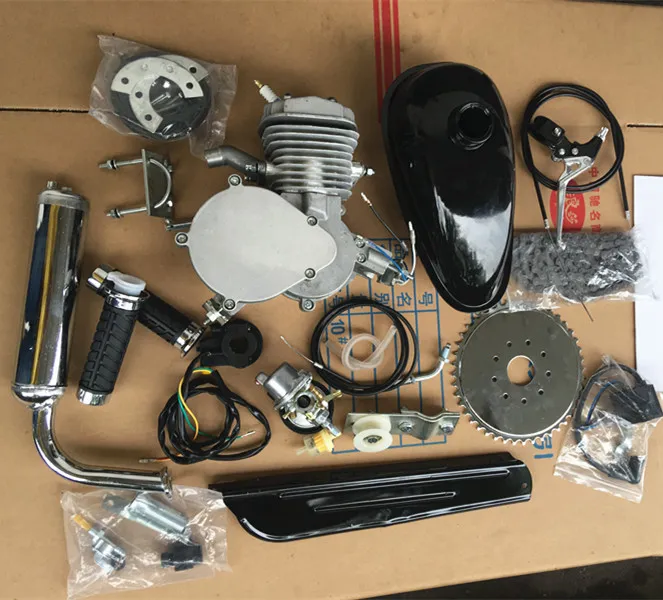 Bike Engine Kit 100cc: 80cc Two Stroke Bicycle Engine Full Set Silver ...
