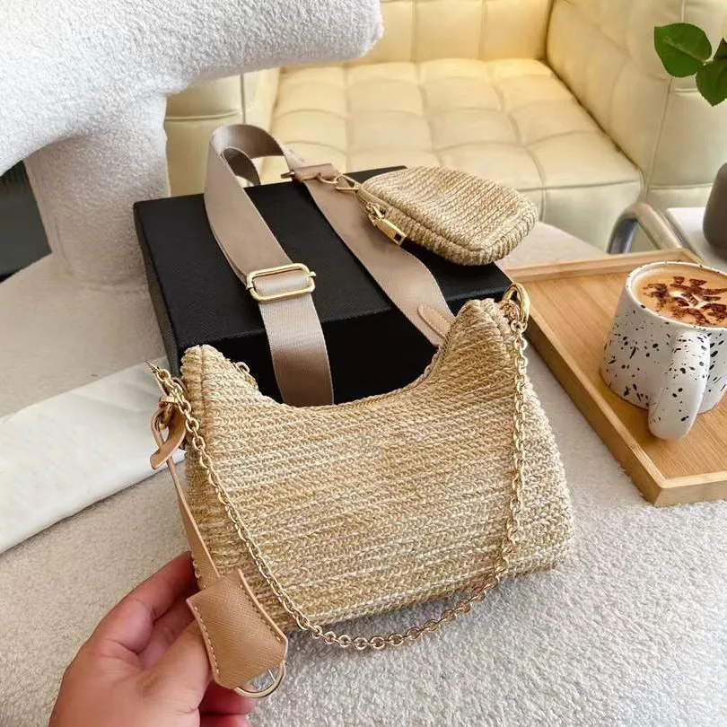 Straw Summer Handbag: Women's Crossbody Chain Hobo Bag Stylish Beach ...
