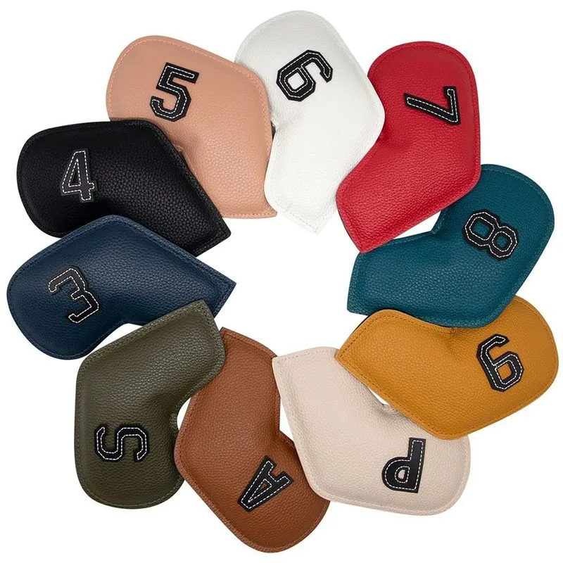 10-Piece Set PU Leather Golf Club Head Covers for Irons 4-9 & ASPX ...