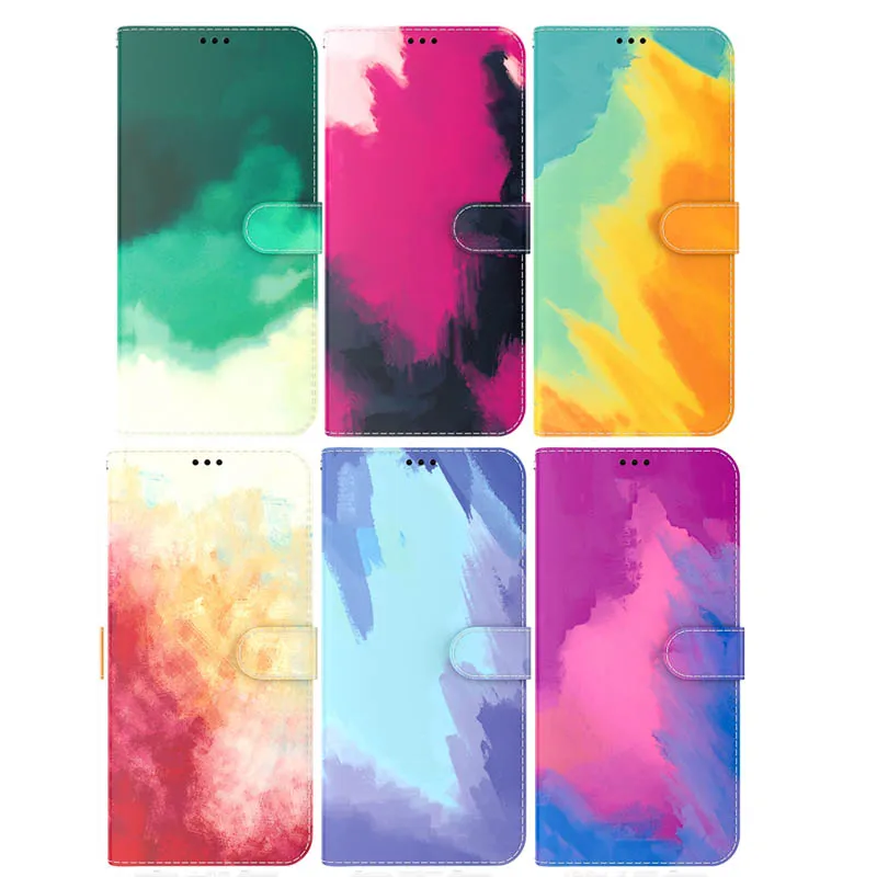 DHgate.com:Oil Color Ink Painting Leather Wallet Cases For Iphone 14 ...