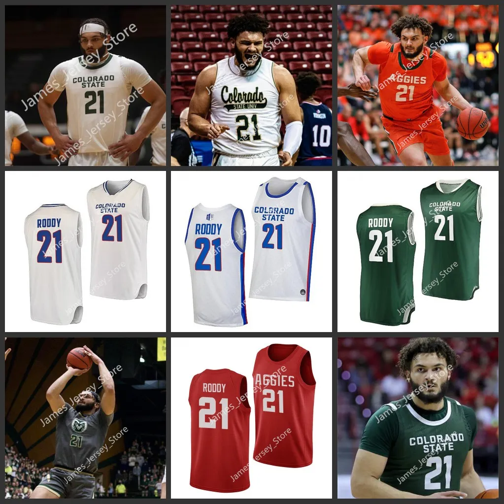 David Roddy Basketball Jersey Colorado State College Stitched NCAA ...