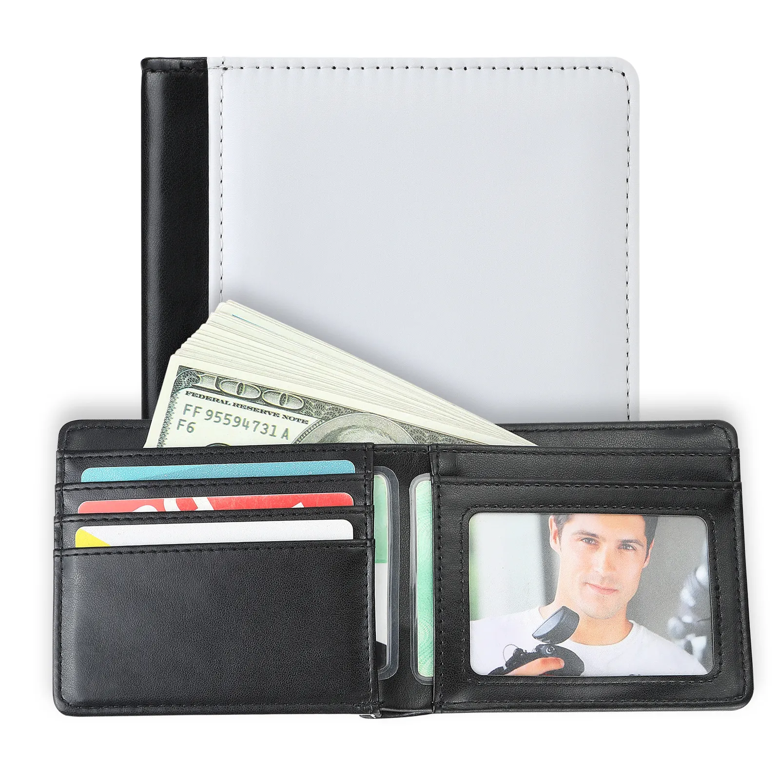 Wholesale Men's Leather Sublimation Wallet With ID Window And Card ...