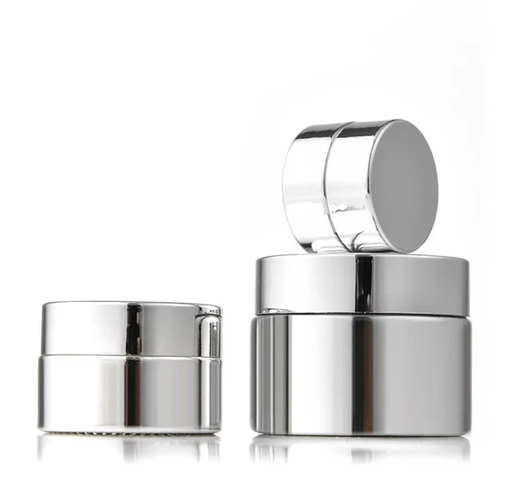 Silver Plated Glass Jars - 5g-50g Cosmetic Cream Containers, Lip Balm ...
