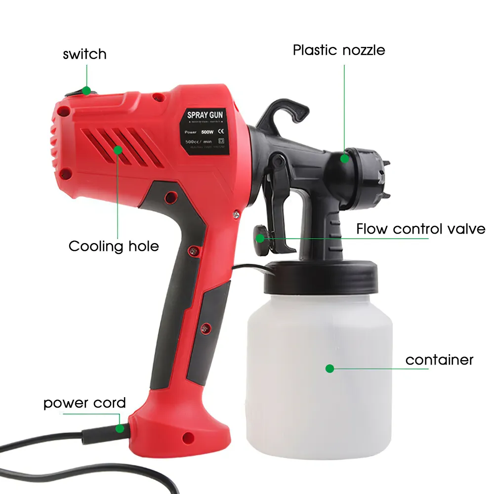 400W Electric Paint Sprayer - 800ML HVLP Spray Gun, 3 Modes, Adjustable ...