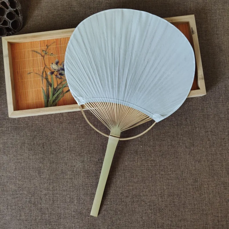 Wholesale White Round Hand Fans With Bamboo Frame And Handle Wedding ...