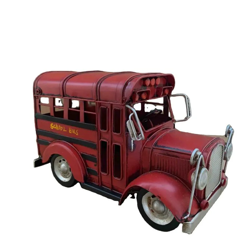 Antique Iron School Bus Model Ornaments Classic Home Decor And Arts And ...