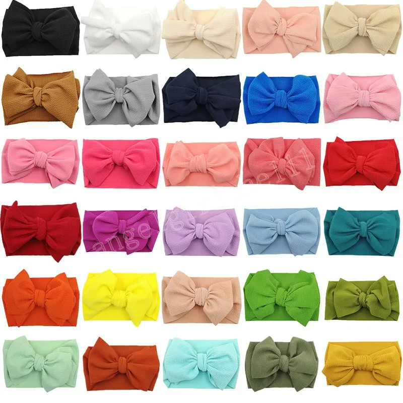 Baby Headband: Waffle Bowknot Hair Band for Girls, Solid Plain Candy ...