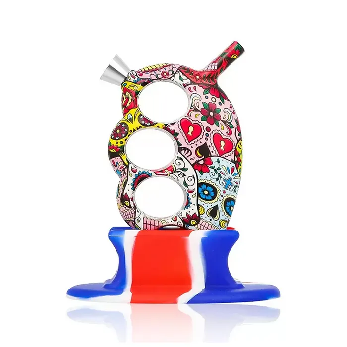 Silicone Knuckles Smoking Pipe With Base Food Grade Transfer Printed ...