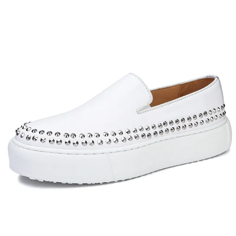 DHgate.com:Men's Rivet Shoes - Handmade Sharp Rivets Loafers, White ...