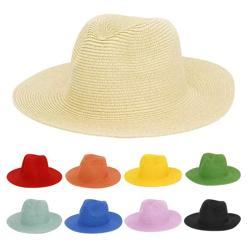 Retro Cowboy Straw Hat Color With Wide Brim For Sun Protection Perfect ...