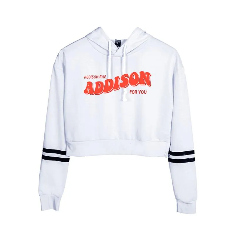 Addison Rae Womens Long Sleeve Black Cropped Hoodie With Cropped Navel ...