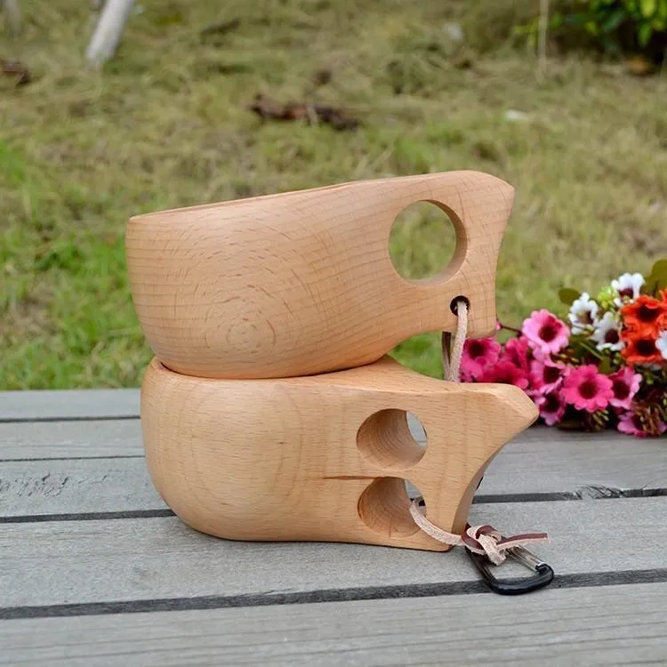 Handcrafted Wooden Kuksa Mug: Single/Dual Ring Design For Coffee, Tea ...