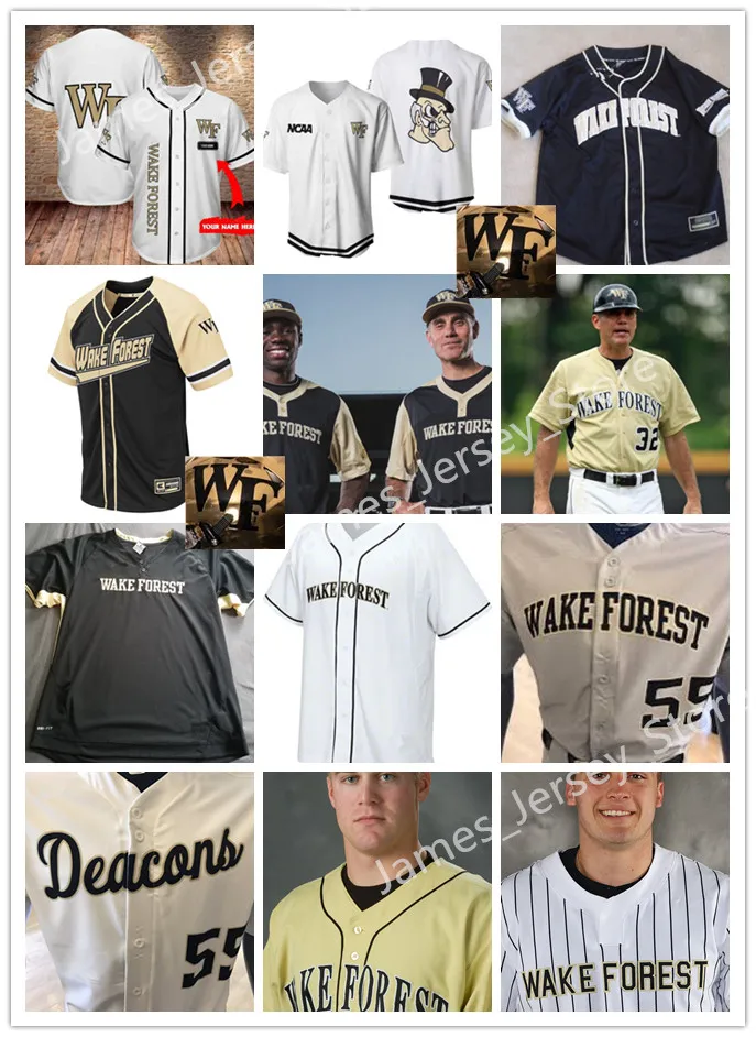 NCAA Custom Wake Forest Stitched Baseball Jersey: James Broderick #28 ...