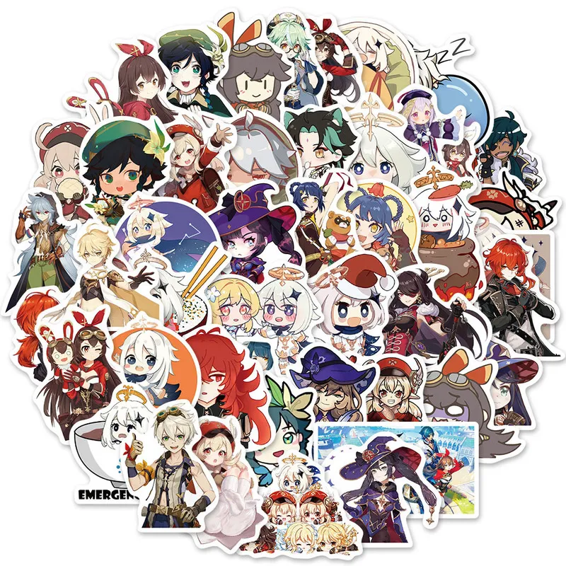 50 Genshin Impact Stickers | Waterproof PVC Anime Game Stickers For ...