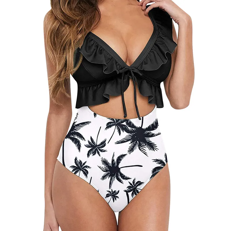 Plus Size Ruffle Monokini Ruffle One Piece Swimsuit For Women Sexy Beachwear Bathing Suit In Xxl