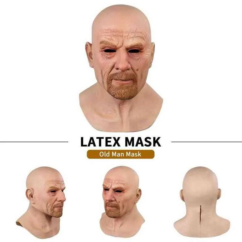 Cosplay Old Man Face Mask Halloween 3d Latex Head Adult Masque Suitable