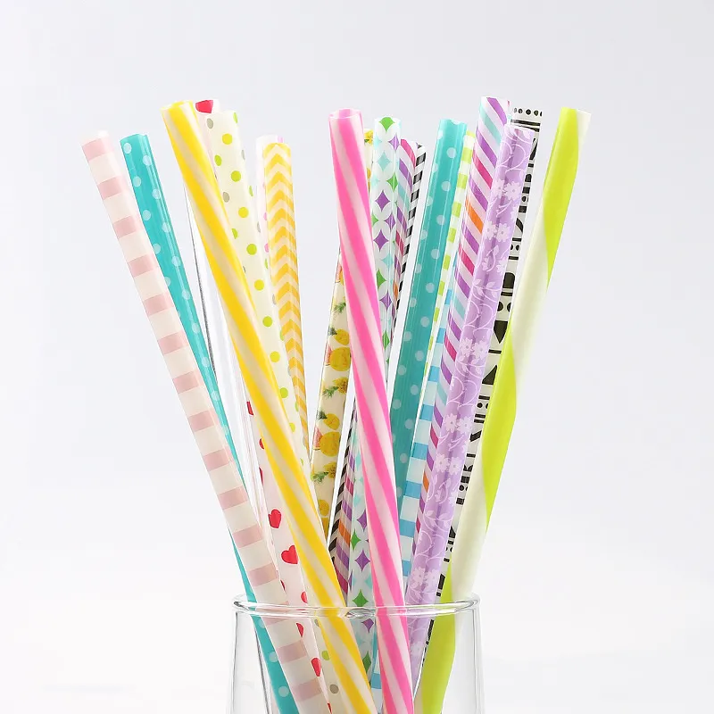 25-Piece Reusable Straw Set - Colorful Plastic Drinking Straws for ...