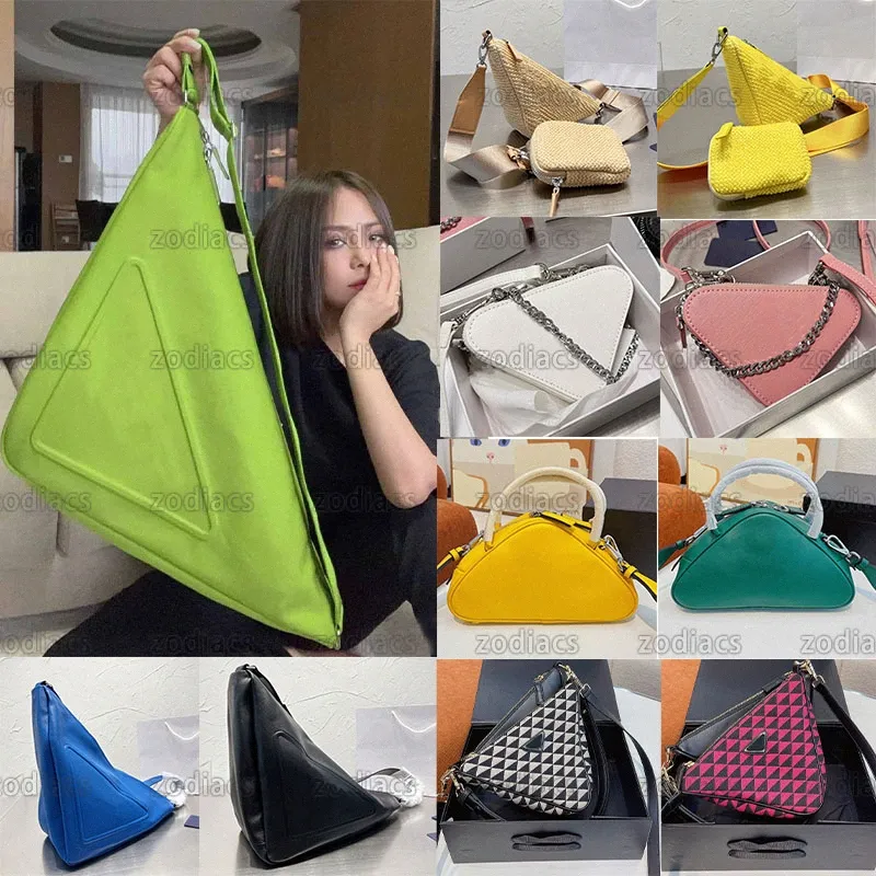 Saffiano Triangle Bag Designers Leather And Fabric Mini Bags Embossed ...
