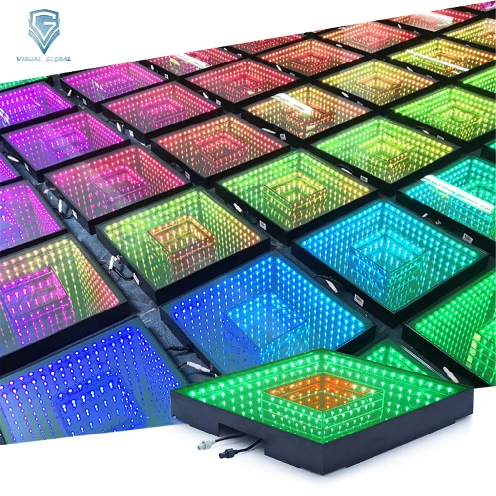 Dazzling LED Dance Floor - Double Infinity 3D Light Up Panels for Disco ...