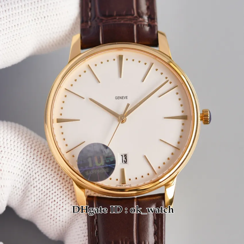 Elegant Automatic Movement Watches Mens with 18K Gold Case,White Dial ...