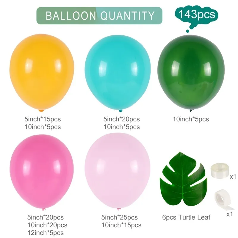 Hula Lula Balloon Garland Kit: Tropical Party Decor With Confetti ...