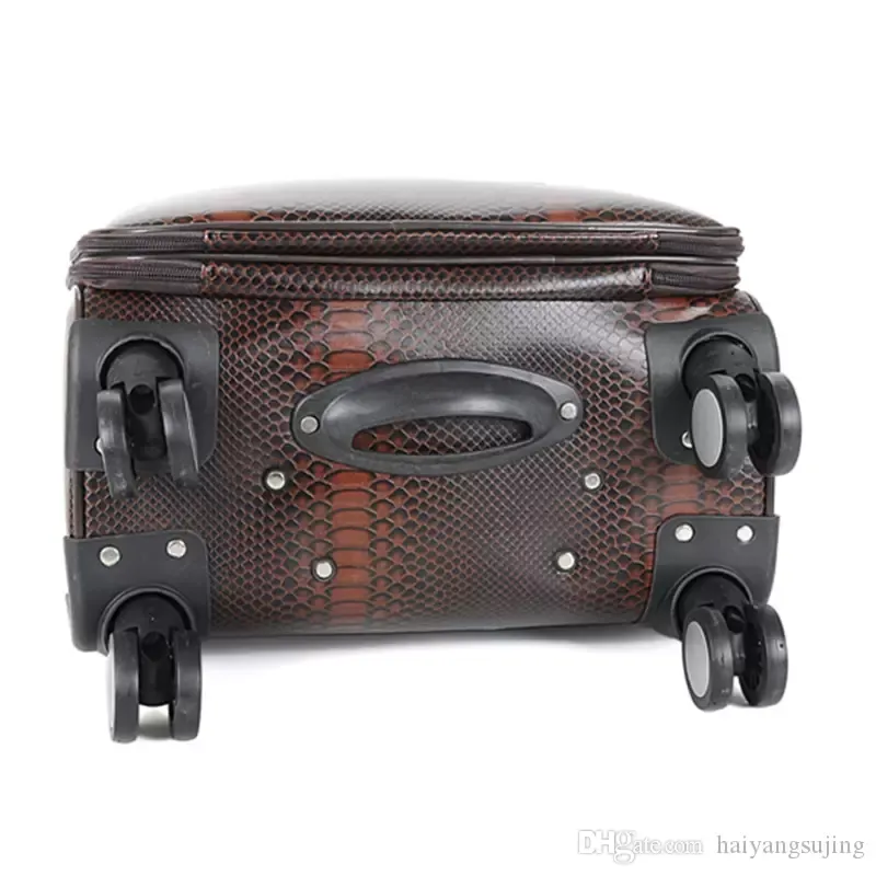 Premium Quality Rolling Suitcase - Snake Print PU Leather, Spinner ...