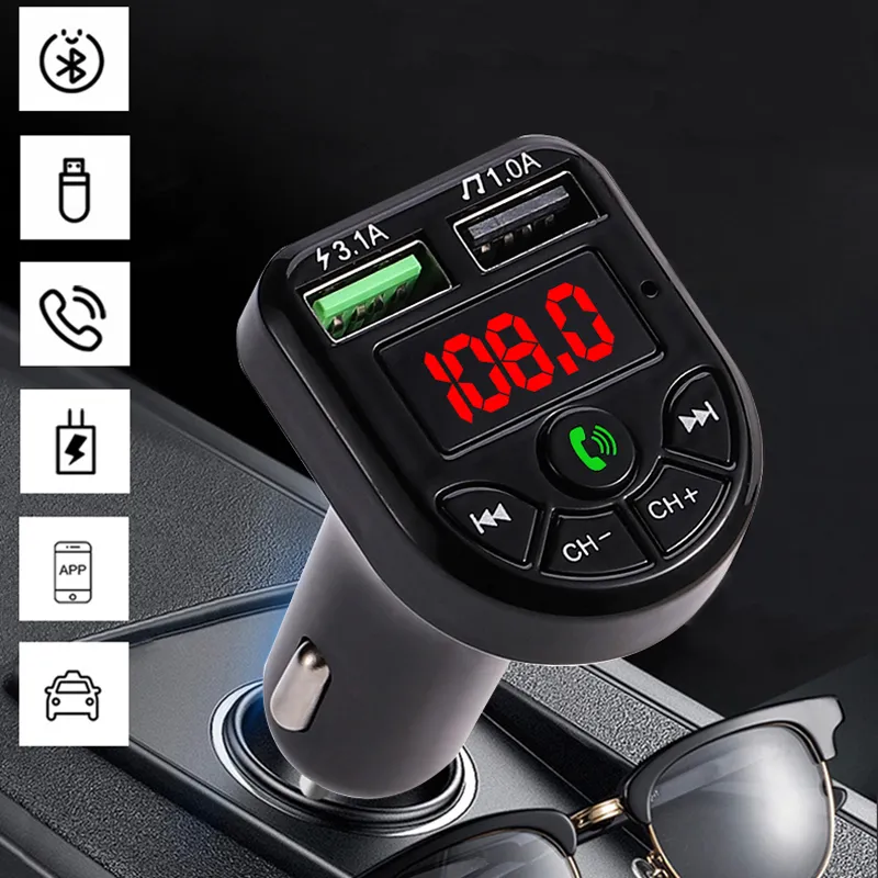 Bluetooth FM Transmitter For Car: LED Car Kit With Dual USB Charger ...