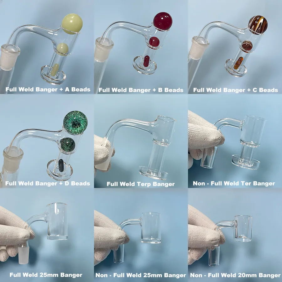 Full Weld Terp Slurper Quartz Banger Set With Glass Beads Pills Insert ...