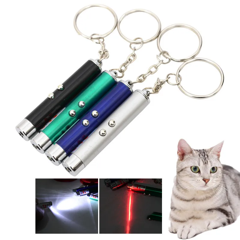 Laser Pointer Keychain Cat Toy Mini Flashlight For Pet Play With Retail ...