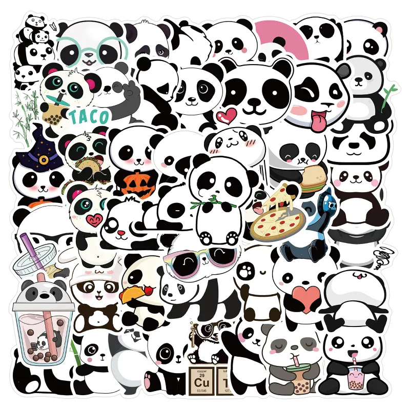 Cute Panda Cartoon Stickers Waterproof Animal Decals For Luggage ...