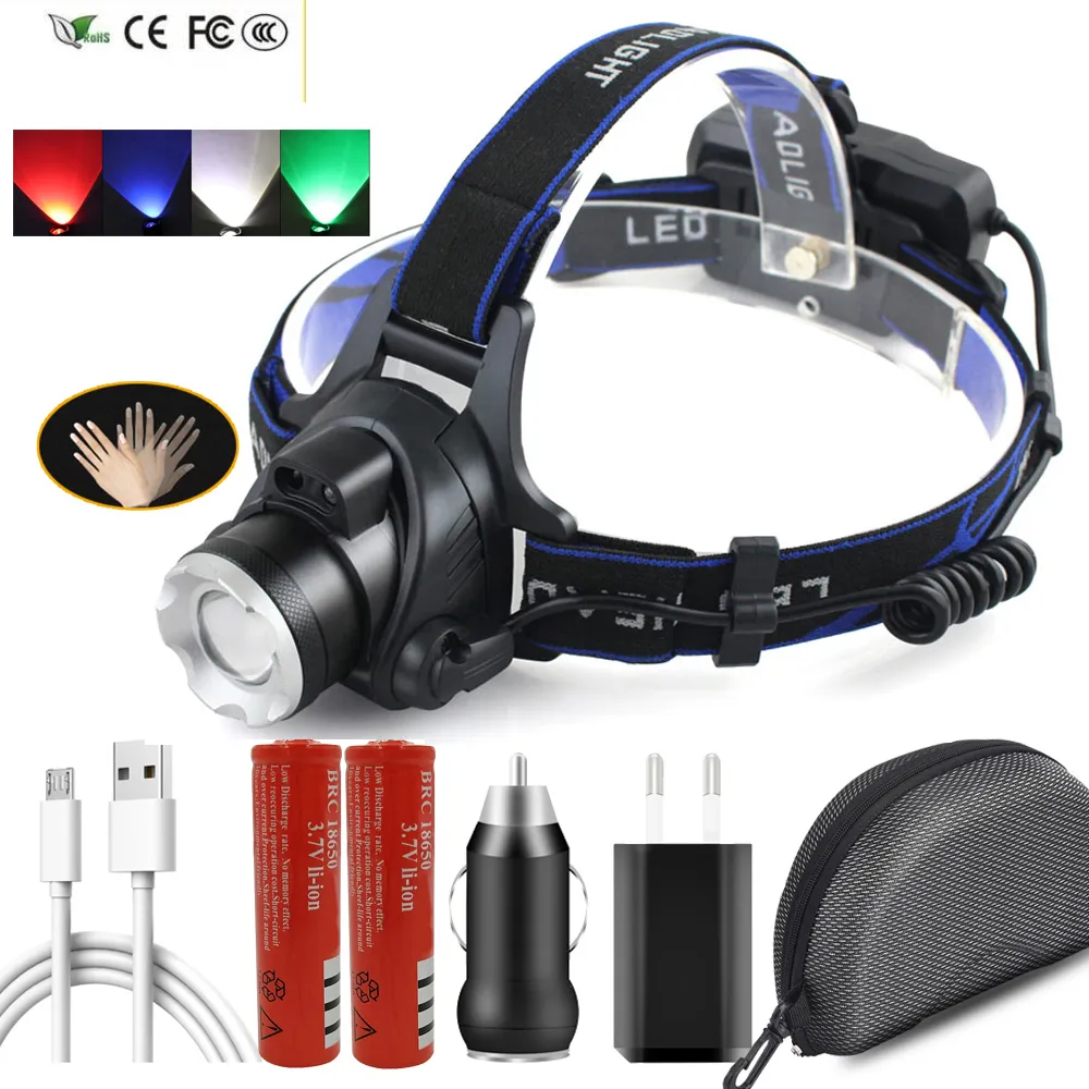New Head Flashlight Lamp Torch Headlights Waterproof Usb Rechargeable 18650 Battery Lantern Xm