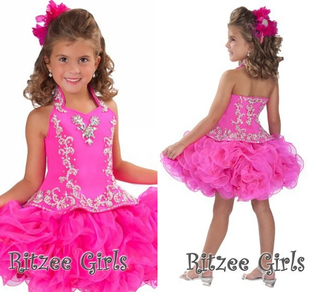 Mini Glitter Tulle Ball Gown Dress for Girls with Bead Embellishments ...