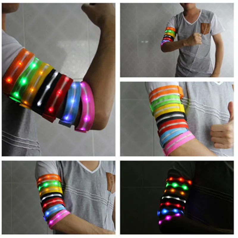 LED Arm Bands Lighting Armbands Leg Safety Wear Bands For Cycling ...