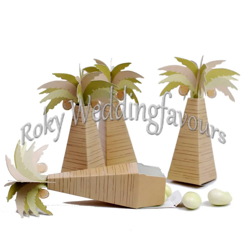 !! Palm Tree Favor Boxes Candy Package For Wedding/Party/Event Favors ...