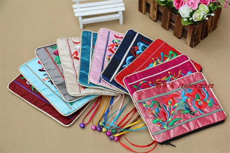 Silk Jewelry Pouches - Embroidered Gift Bags with Bells, Chinese Style ...