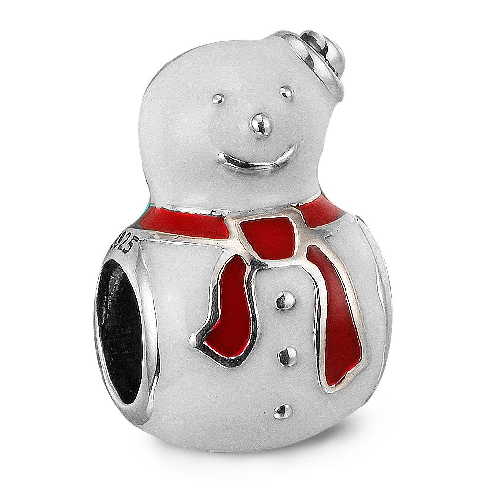 Authentic 925 Sterling Silver Happy Snowman Enamel Beads For Pandora ...