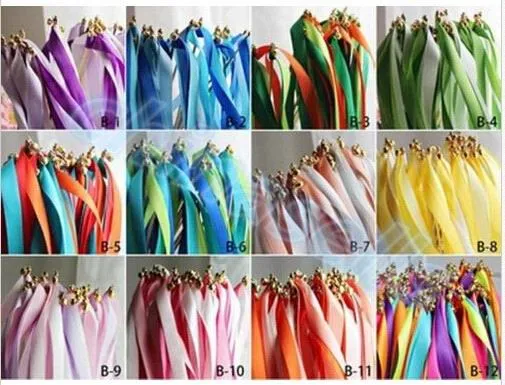 Colorful Three Ribbon Wand With Bell Wedding Confetti Streamer Ribbon ...
