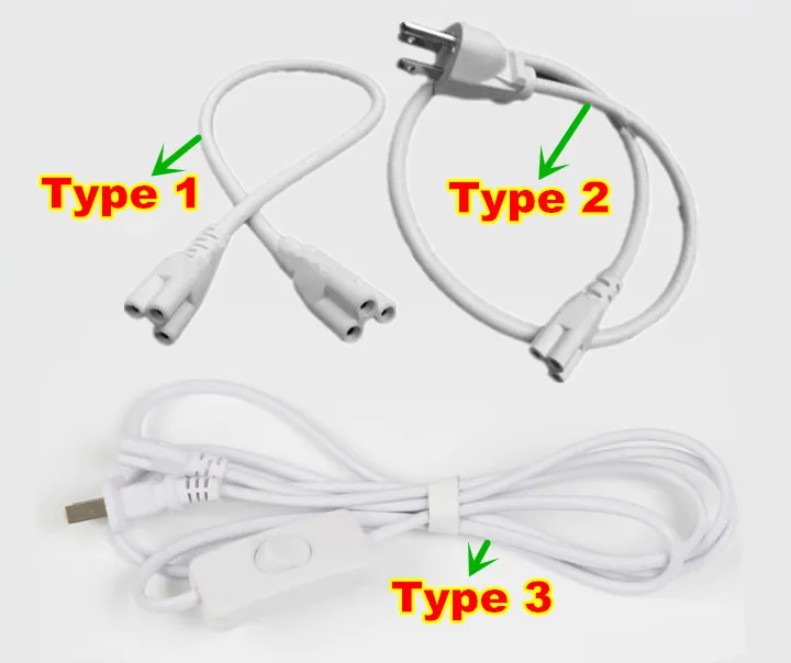 T8 T5 LED Tube Light Power Cords With Switch 2ft To 6ft Double End ...
