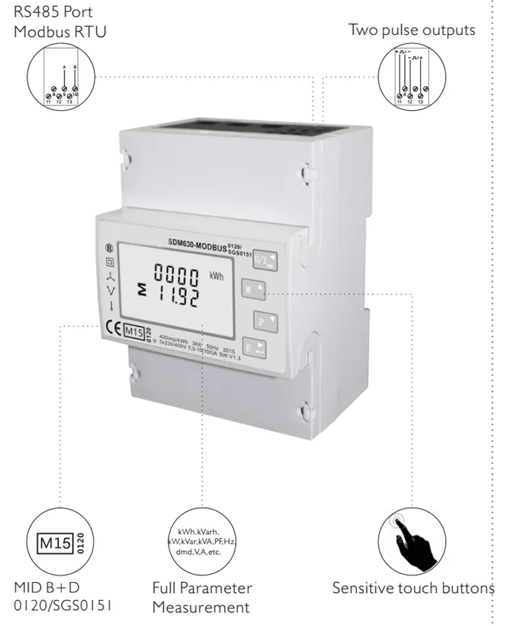 Wholesale Digital Three Phase Kwh Meter With RS485 Modbus Output Single/Three Phase Multi ...