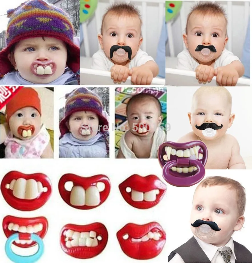 Fun Silicone Infant Mustache Pacifier With Teeth And Devil Design ...