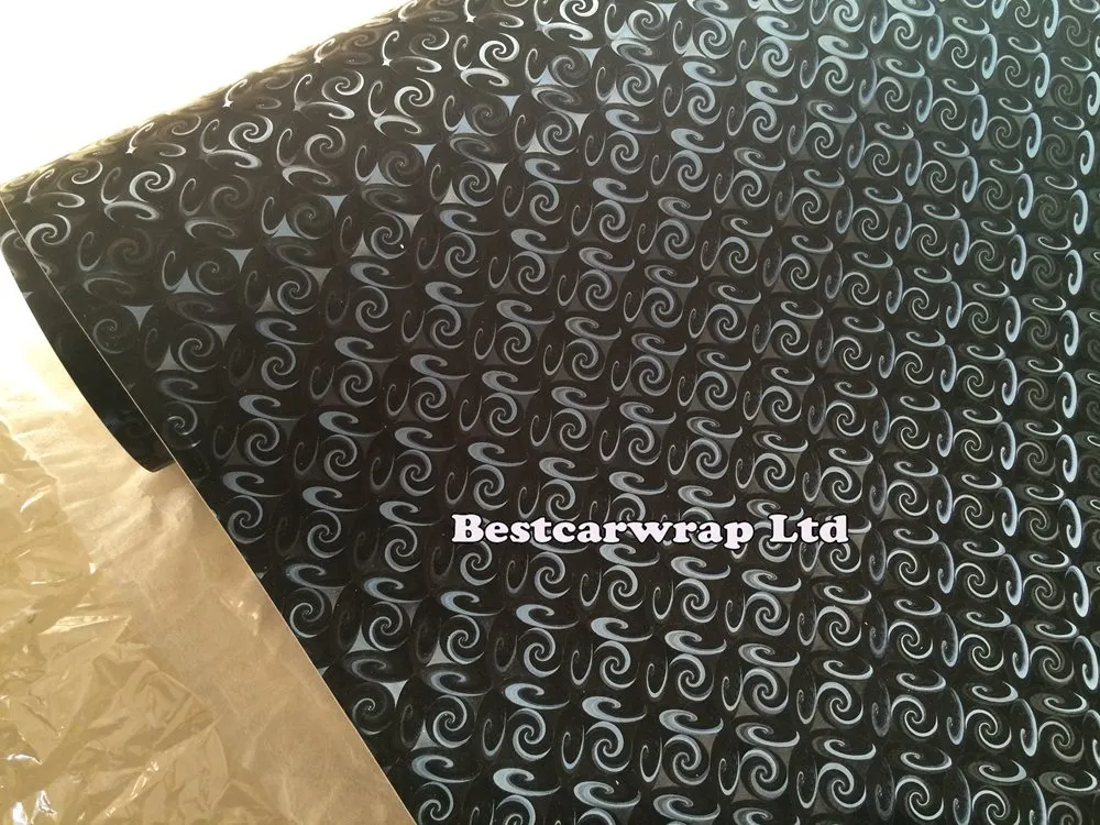 Premium Black Embossed 3D Vinyl Car Wrap Roll - Air Release, 1.52x30m ...