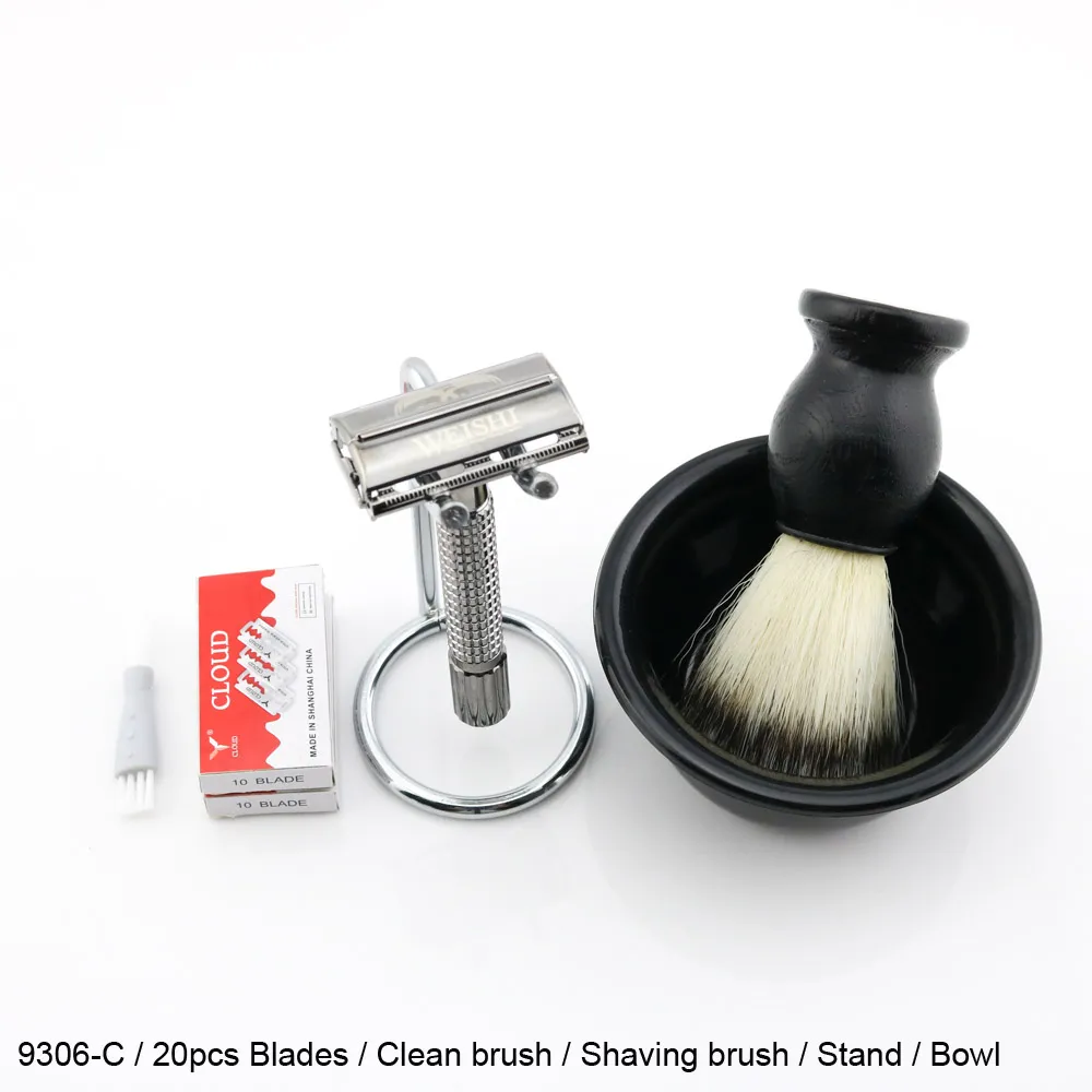 WEISHI High Quality Brass Safety Razor Set 9306 F Silvery 9306 C Gun ...