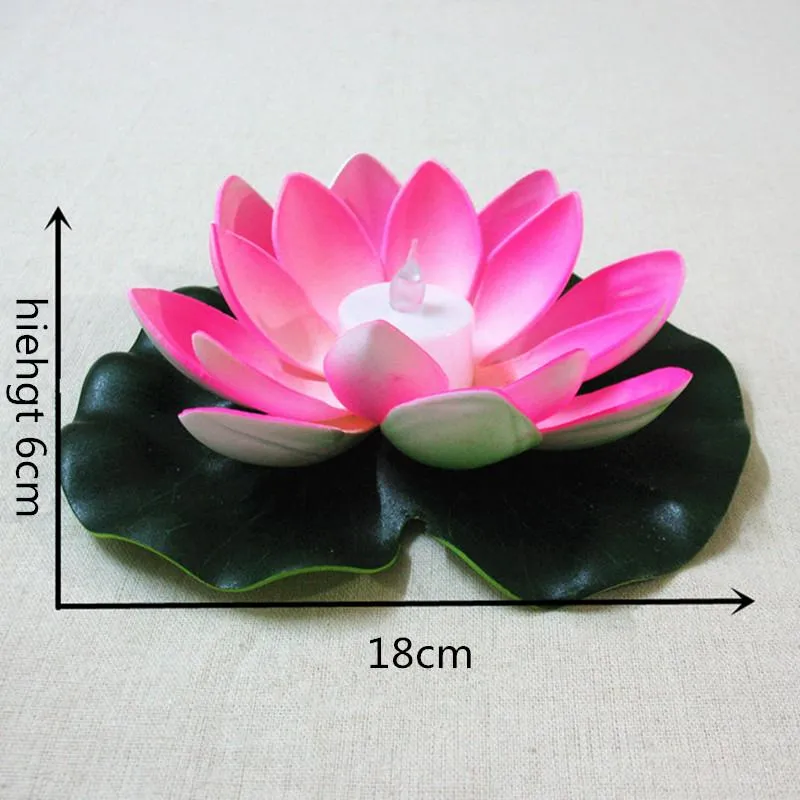 Artificial LED Floating Lotus Flower Lotus Candle Lamp With Colorful ...