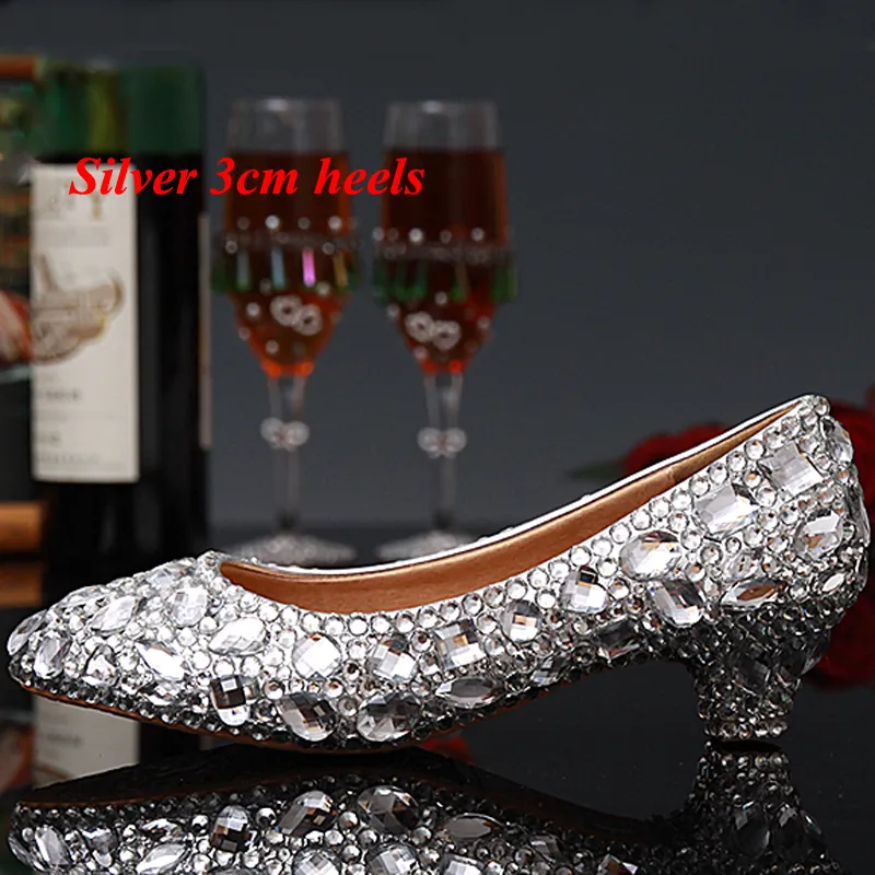 Luxury Graduation Party Prom Shoes High Heel Silver Crystals ...