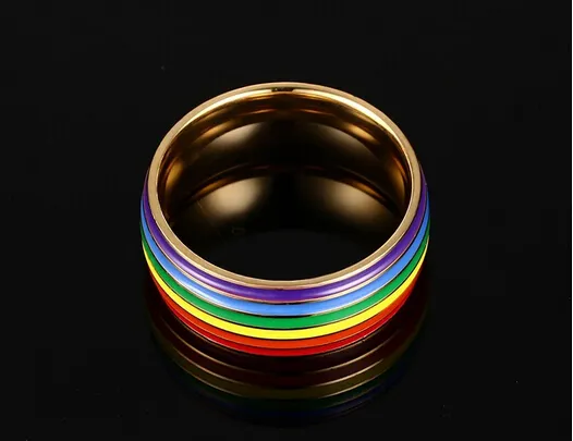 Fashion Day Jewelry Gay And Lesbian Lgbt Pride Rings Rainbow 316l