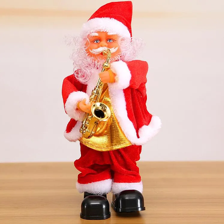 Creative Electric Santa Claus Singing Saxophone Doll Santa Claus ...