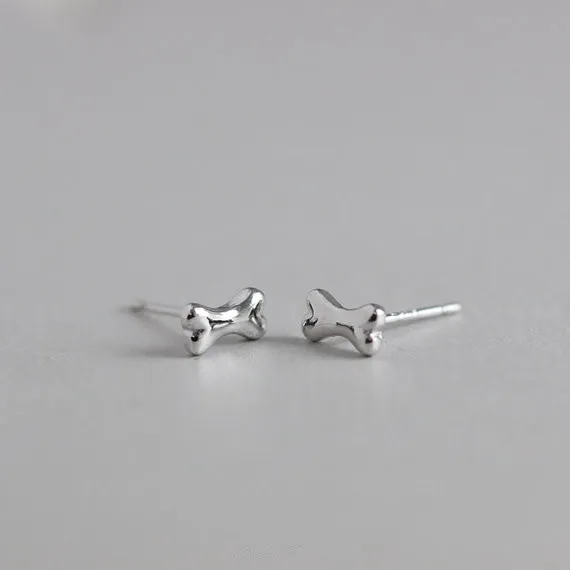 Cute Dog Bone Stud Earrings For Women And Girls Small Gold And Silver ...