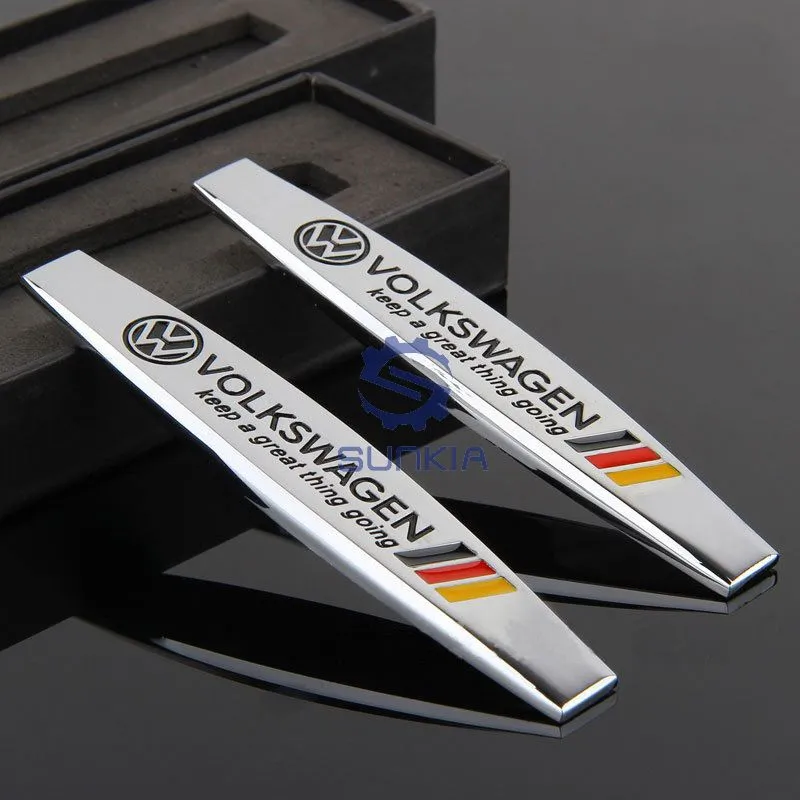 VW Logo Car Side Badges Emblem Fender Metal Sticker For VW Jetta Passat ...