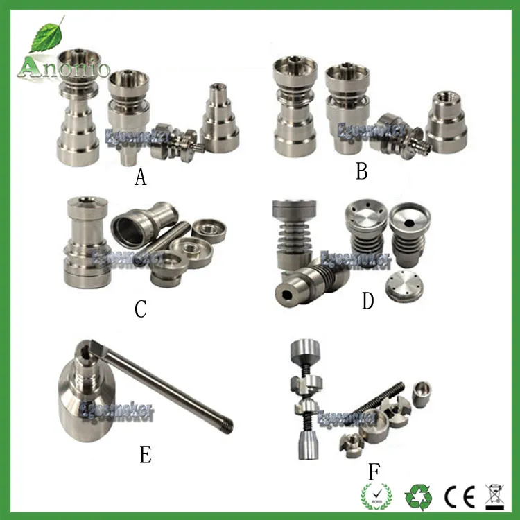 Titanium Dab Nail Set: Universal 6 In 1 & 4 In 1 GR2 Nails Domeless ...